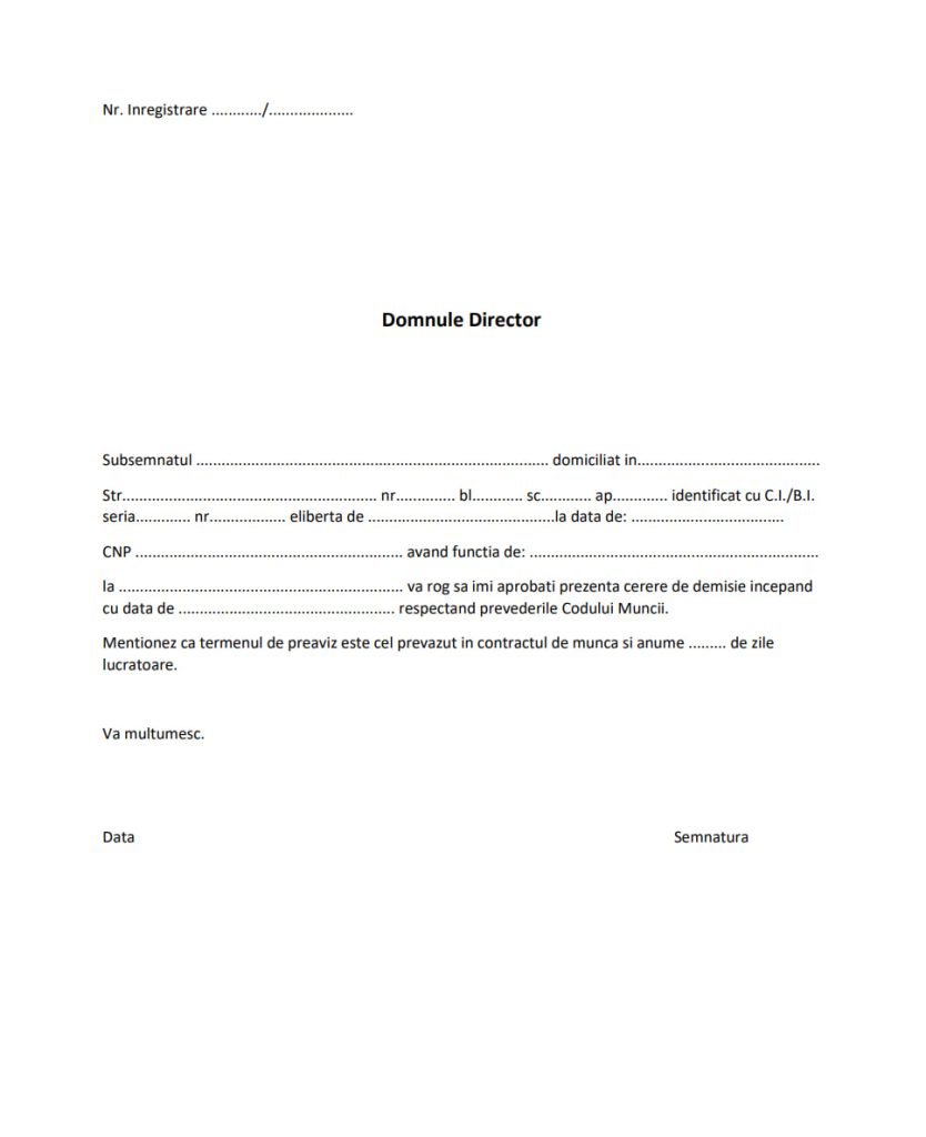 Model model cerere demisie ️ Descarcare Gratuita